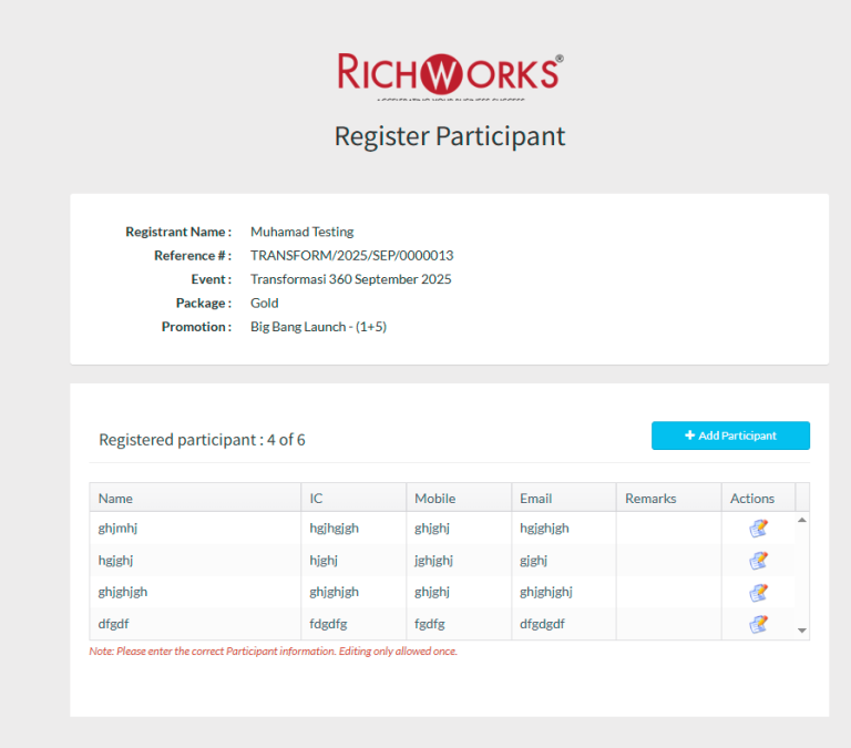 Add Participant - Transformasi 360